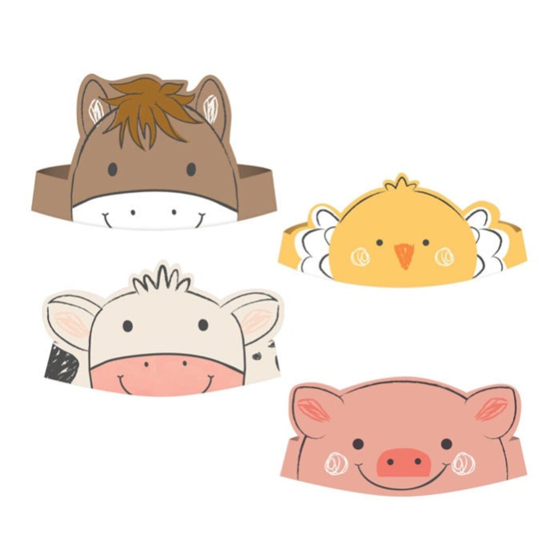 Farm Party Crown Hats 8ct - Birthday Party Hats, Farm Party Favors ...