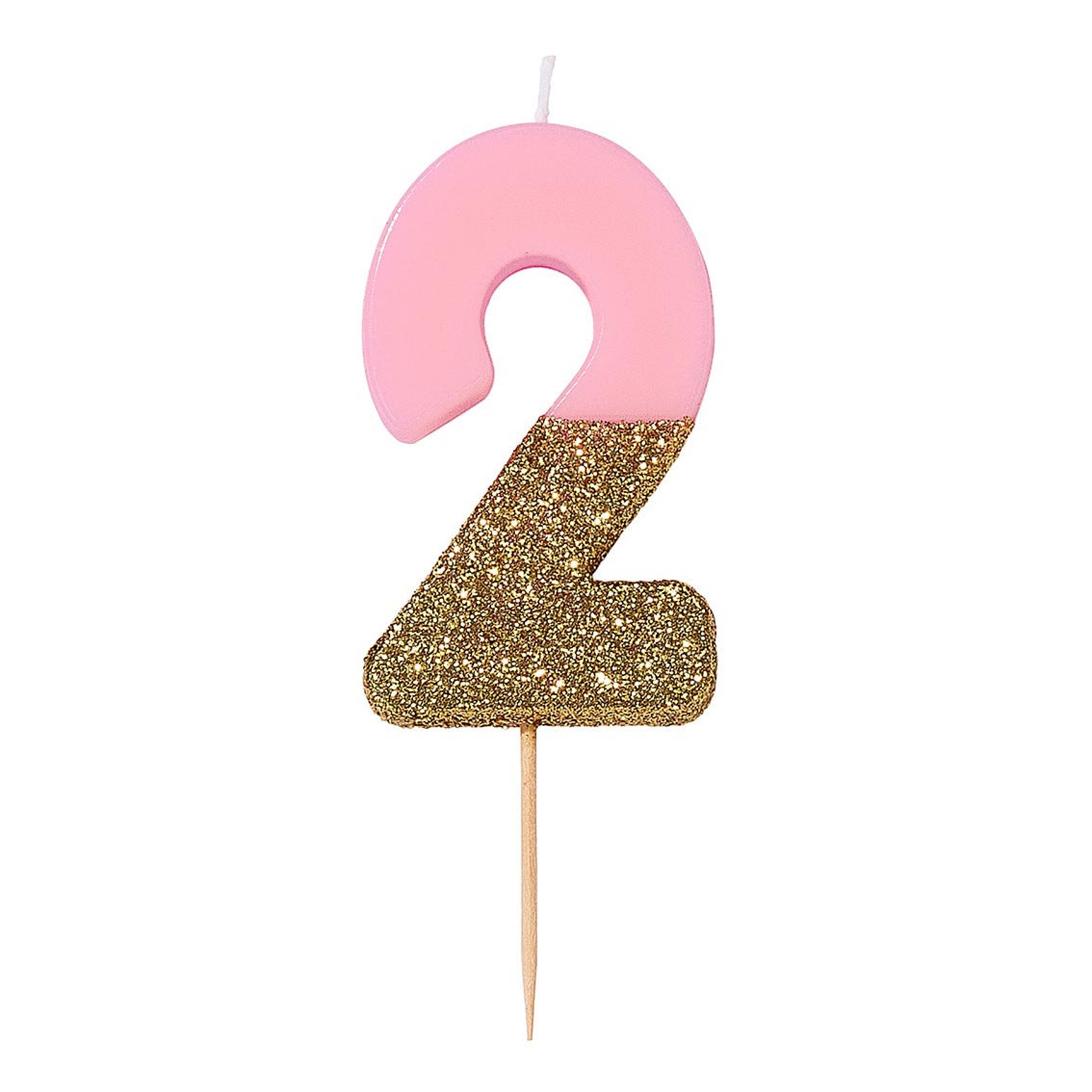 Pink 2nd Birthday Candle Two Birthday Candle, Glitter Candles, Sparkly ...