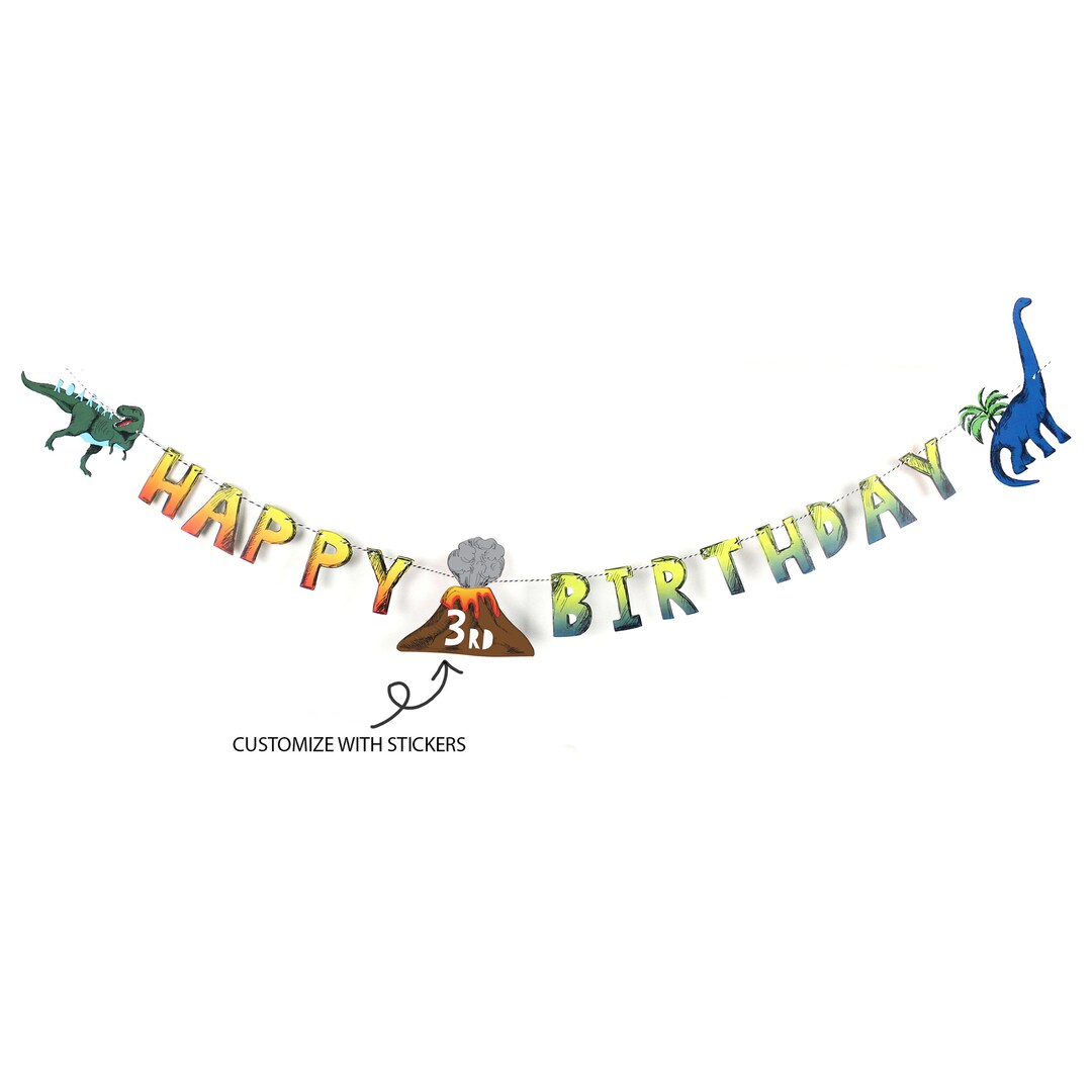 Personalized Dino Birthday Banner - Dinosaur Party Supplies, Dino ...