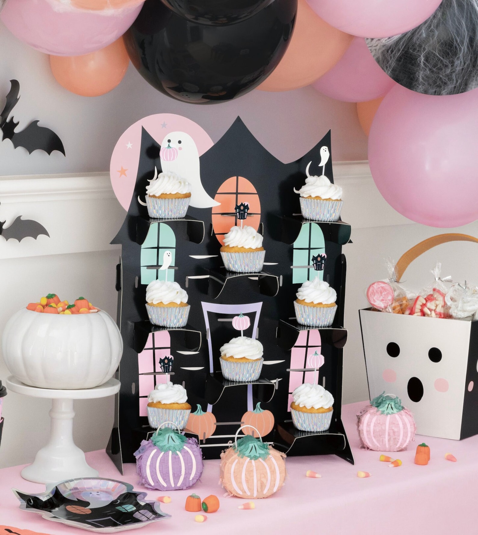 Haunted House Cupcake Stand - Pink Halloween Party Supplies, Ghost ...