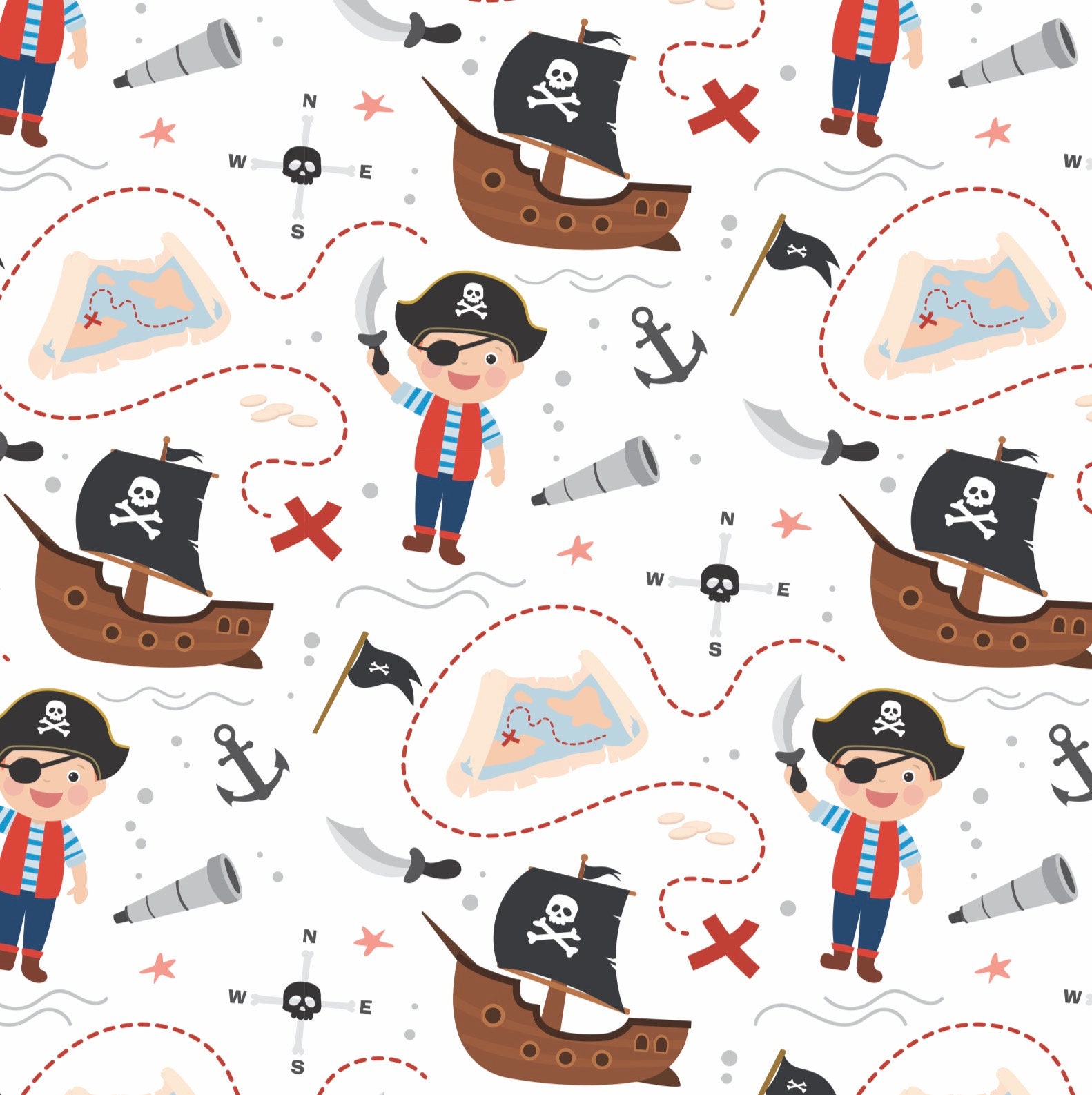 Pirate Gift Wrap Pirate Birthday Paper Pirate Gift Boy | Etsy