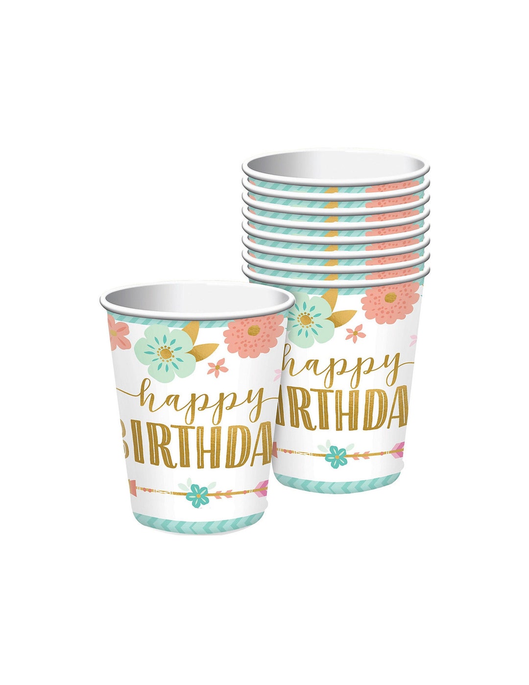 Boho Party Cups - Boho Floral, Boho Birthday, Tribal Party, Bohemian ...