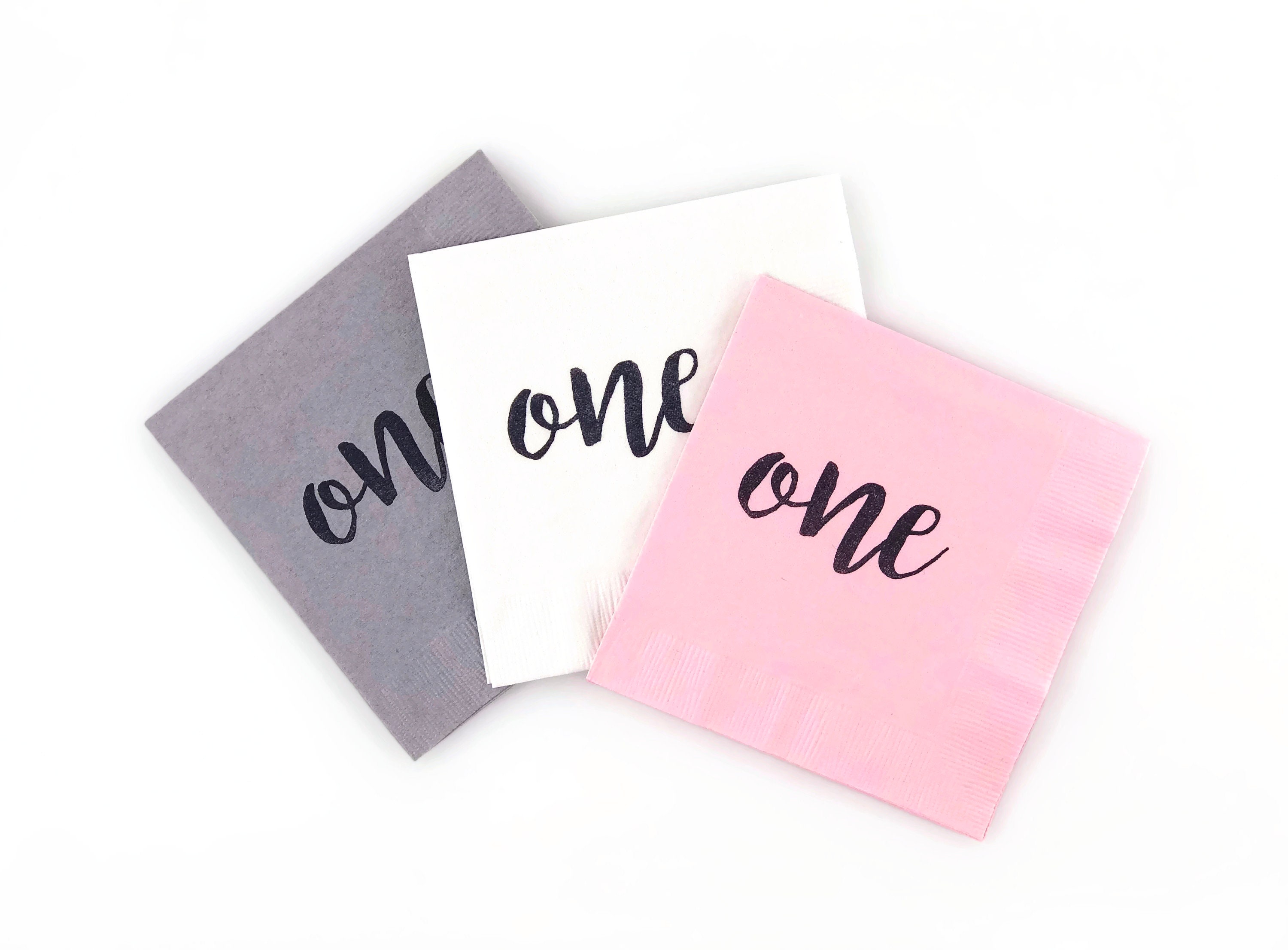 First Birthday Napkins - One Napkins, Birthday Party, Pink and Silver ...