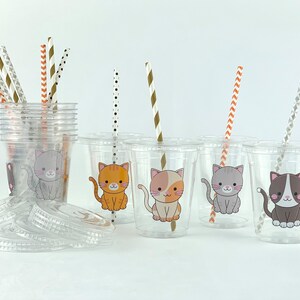 Cat Themed Party Cups, Kids Birthday Decor, Disposable Drinkware, Favor ...