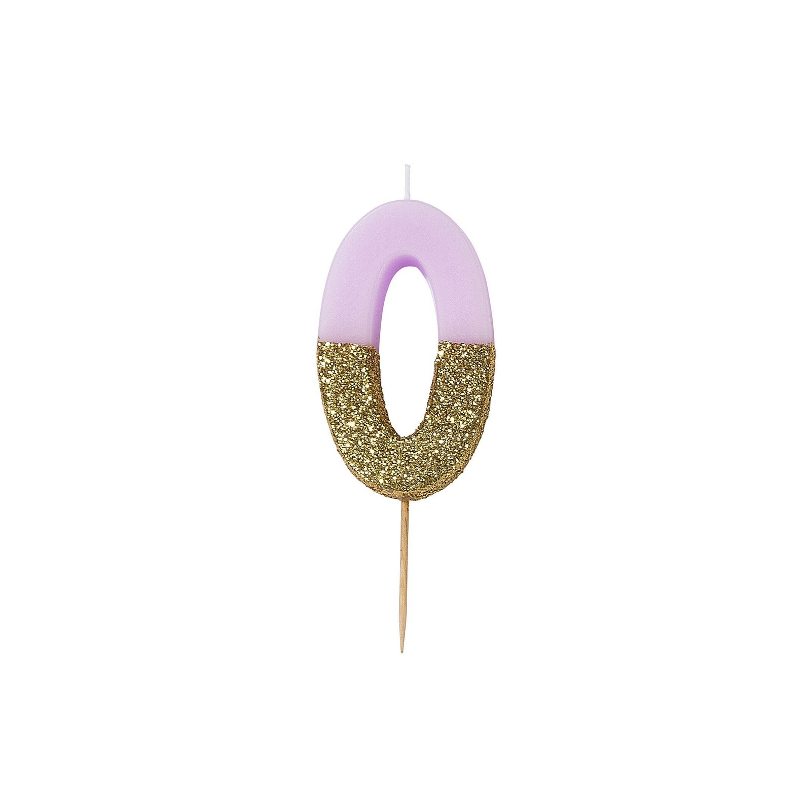 Pink and Gold Glitter Candle Number 0 Candle Birthday - Etsy