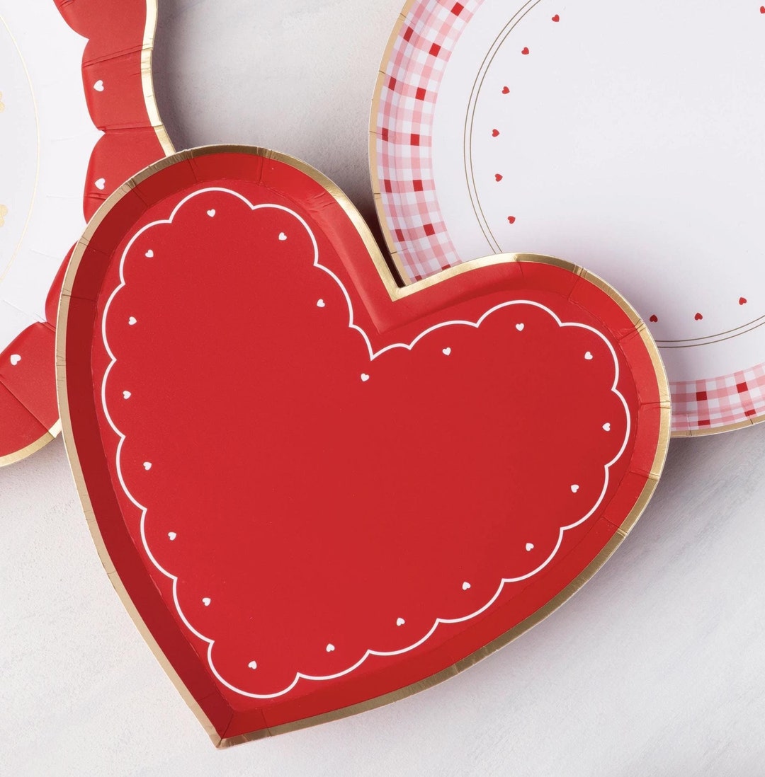 Red Heart Plates - Valentine's Day Party, Heart Bachelorette ...