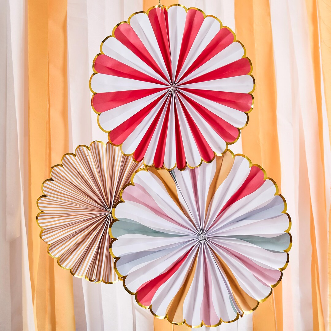 Circus Party Fan Decorations – 3 Pack | Carnival Wall Decor for ...