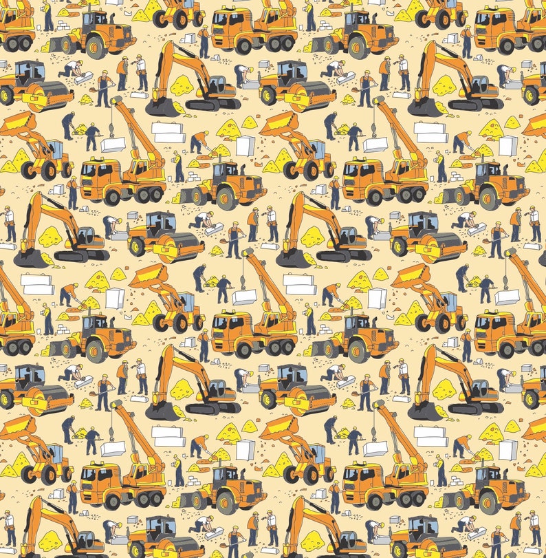 Construction Wrapping Paper Construction Birthday Party | Etsy