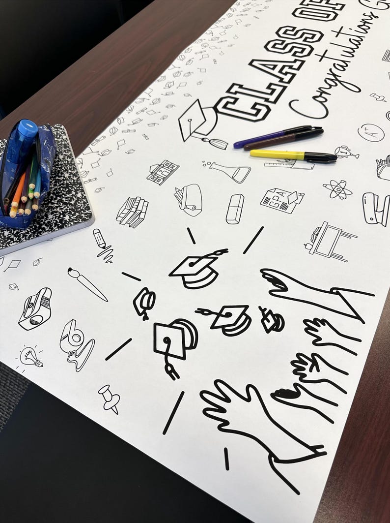 Coloring Table Runner Class of 2025 Graduation 20" X 72" Paper, Custom ...