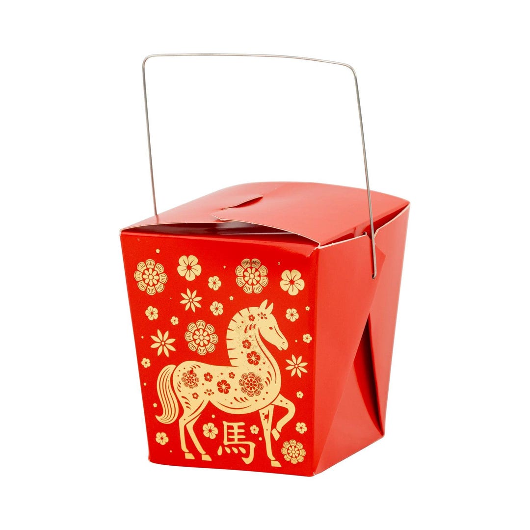 Lunar New Year Take Out Boxes 6ct, Red Gold Containers, Chinese New ...