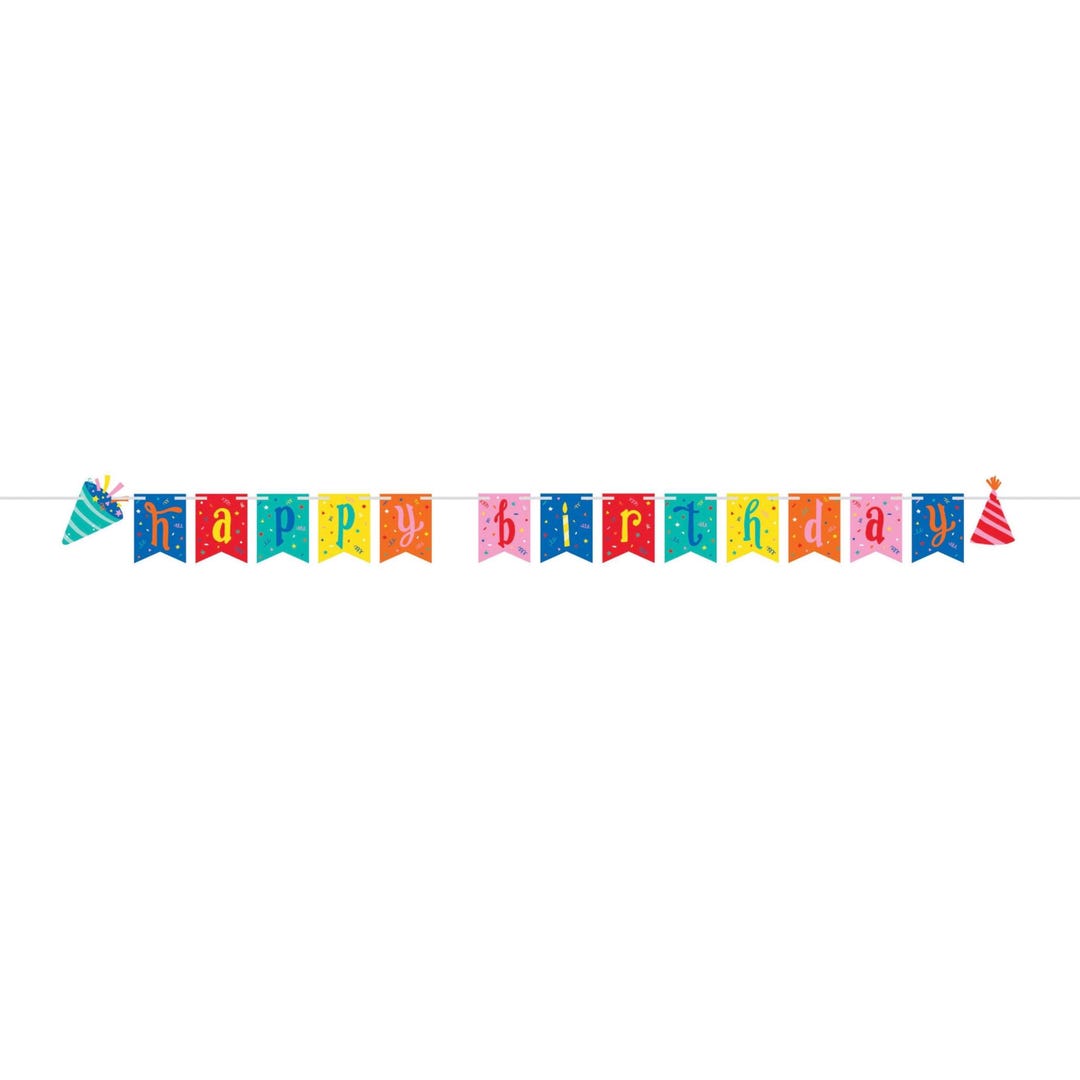 Rainbow Happy Birthday Banner 8ft – Paper Party Banner, Colorful ...