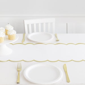 White & Gold Scalloped Paper Table Runner (1ct) - Etsy
