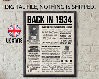 Back in 1934 Poster - Etsy