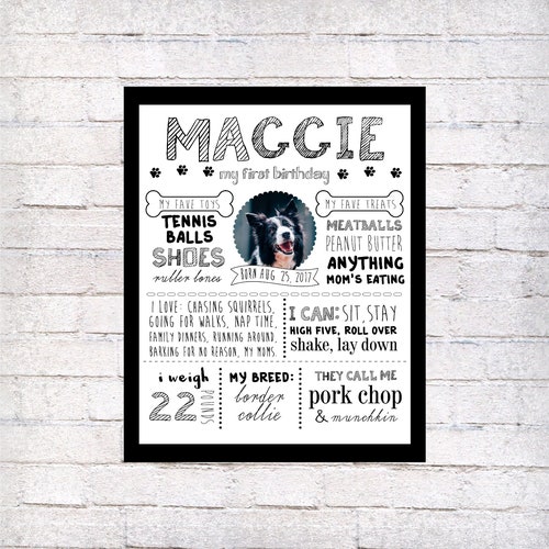 Dog Birthday Chalkboard Sign Dog Birthday Milestone Pet - Etsy