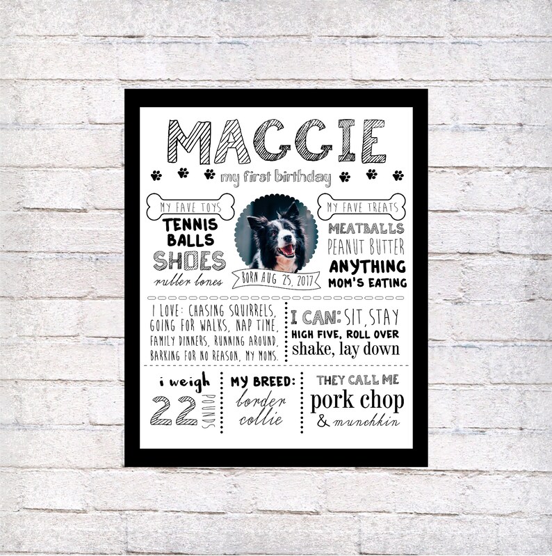 Dog Birthday Chalkboard Sign Dog Birthday Milestone Pet - Etsy