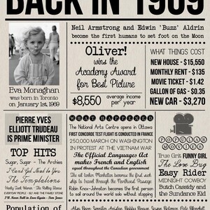 Back in 1969 Print Personalised 1969 Newspaper Poster With - Etsy