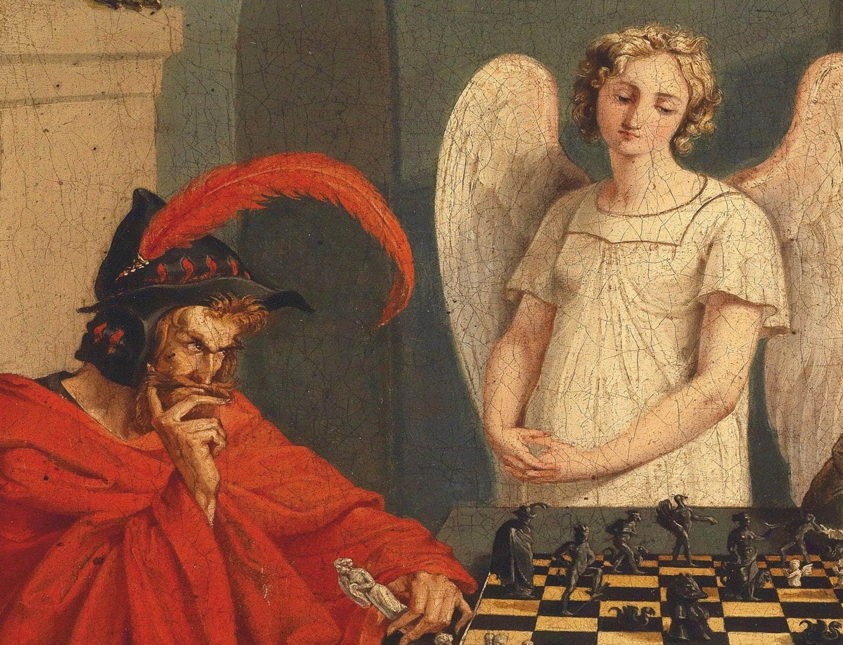 Frederich August Moritz Faust and Mephistopheles Playing Chess German ...