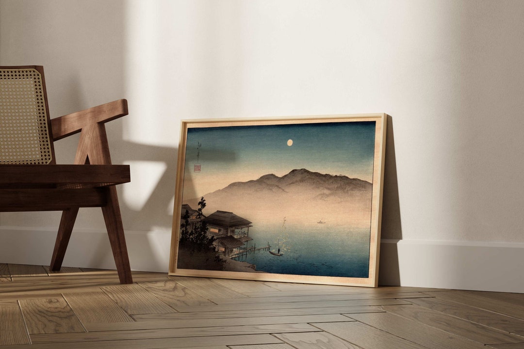 Moon Over Waterfront House Koho Shoda Japanese Woodblock Print ...