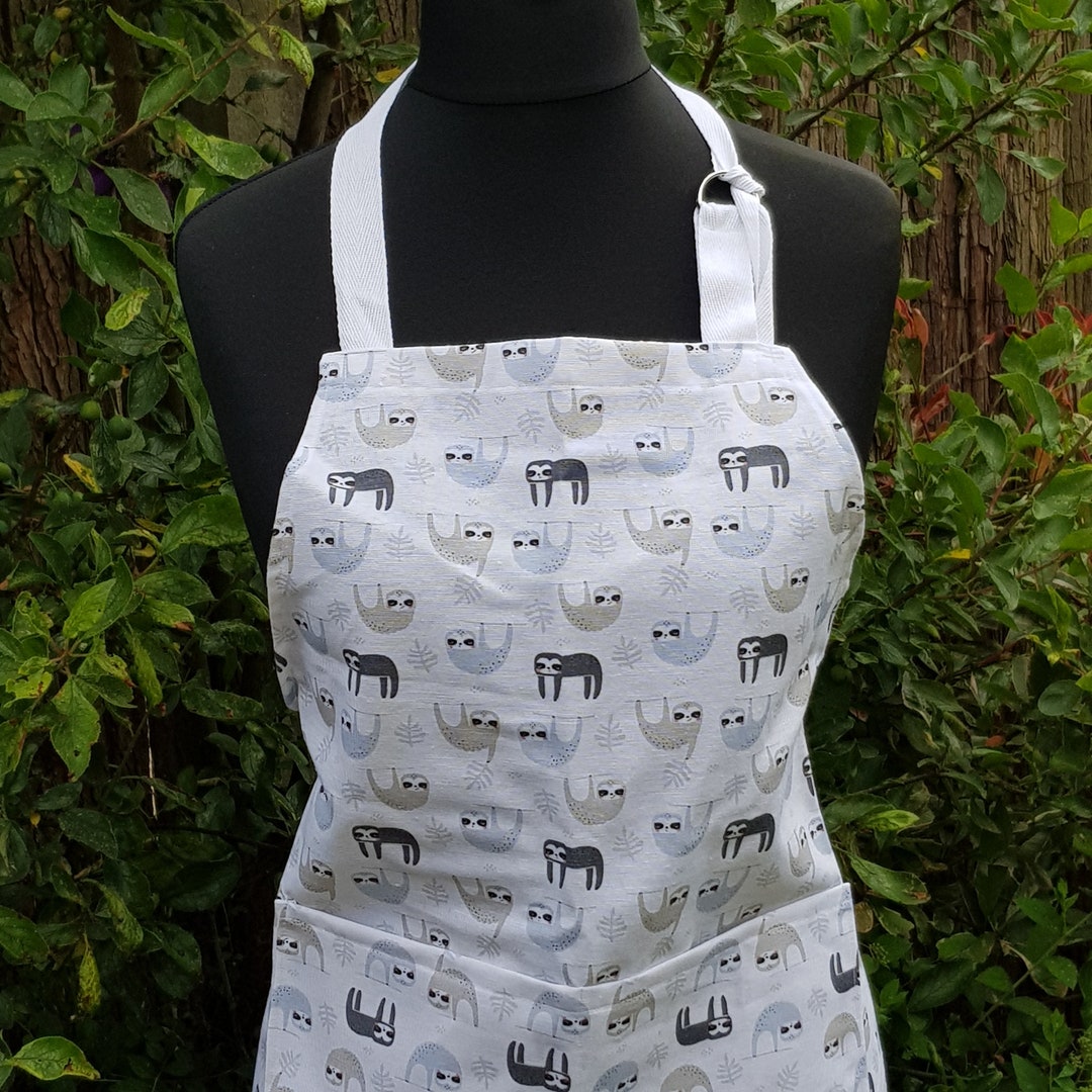 Sloth Cotton Apron With Pockets - Etsy