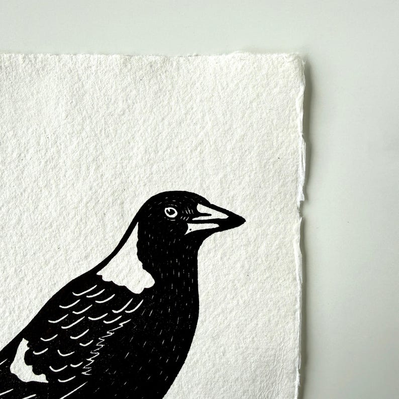 AUSTRALIAN MAGPIE | Hand Carved Linocut Print - Etsy