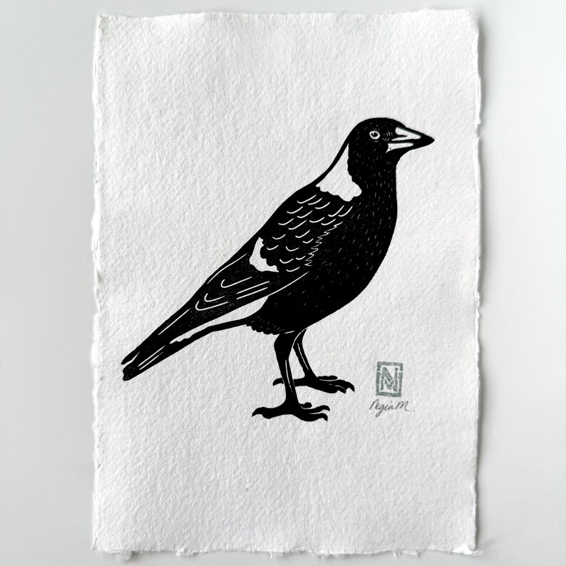 AUSTRALIAN MAGPIE | Hand Carved Linocut Print - Etsy