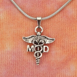MD Necklace, Medical Doctor Caduceus Charm Pendant Medallion for Men or ...