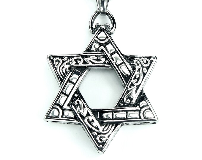 Extra Large Star of David Necklace, Stainless Steel Magen David Jewish ...