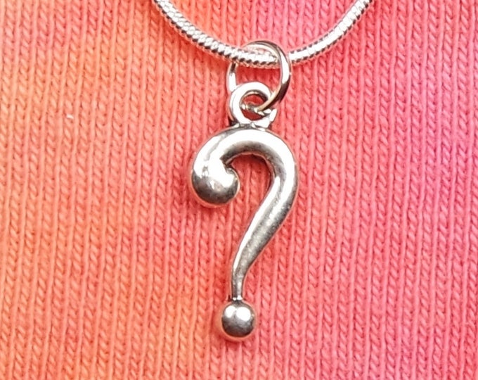 Question Mark Necklace -STERLING SILVER Charm- Teacher Gift ...