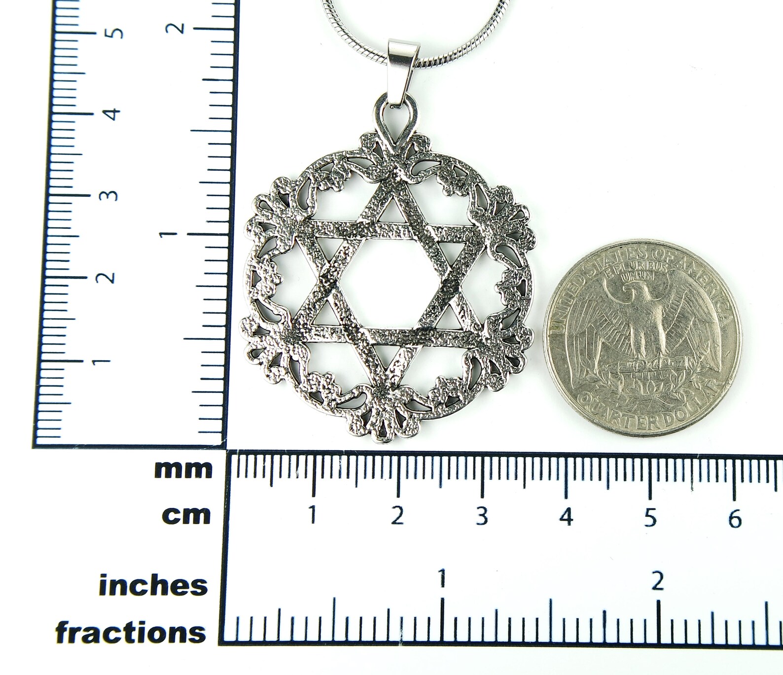Large Star of David in Decorative Border Necklace Men or Women Jewish ...