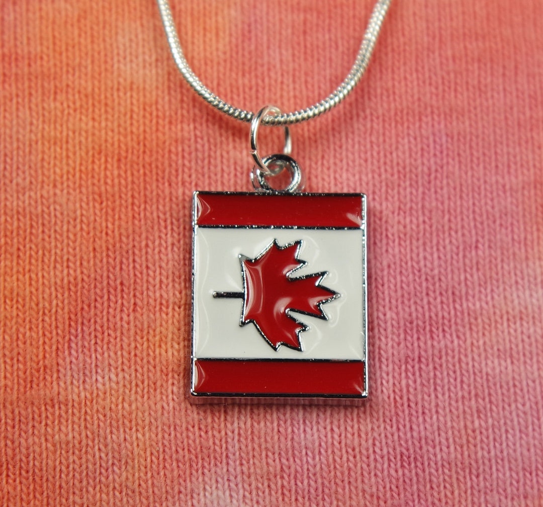 Canadian Flag Necklace, Maple Leaf Canada Country Enamel Flag Charm ...