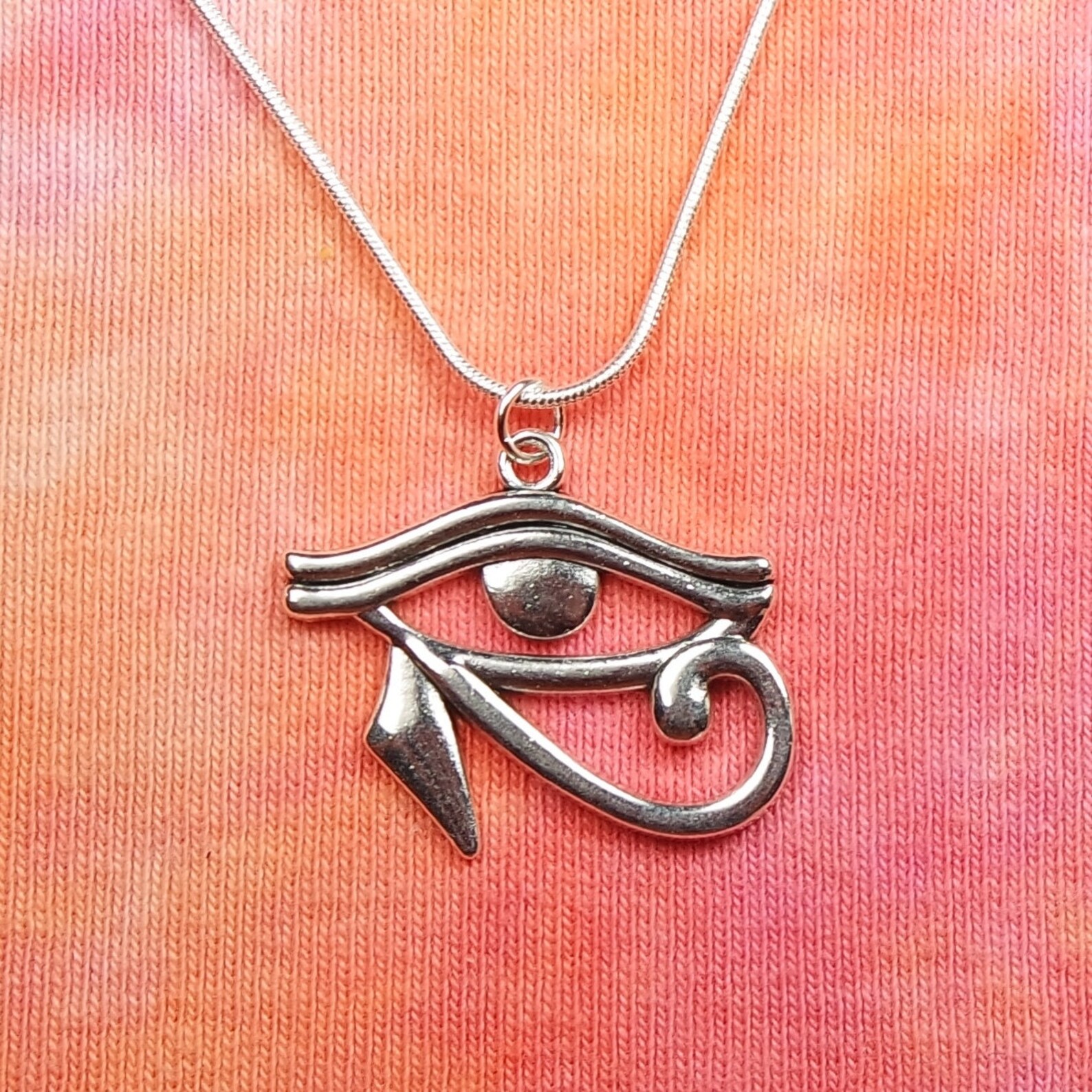 Large Eye of Horus Pendant, on 16" to 36" Snake Chain Necklace, Egypt ...