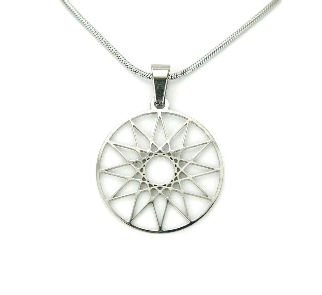 Dodecagram Necklace or Earrings, 12 Pointed Star Flower Pure Stainless ...