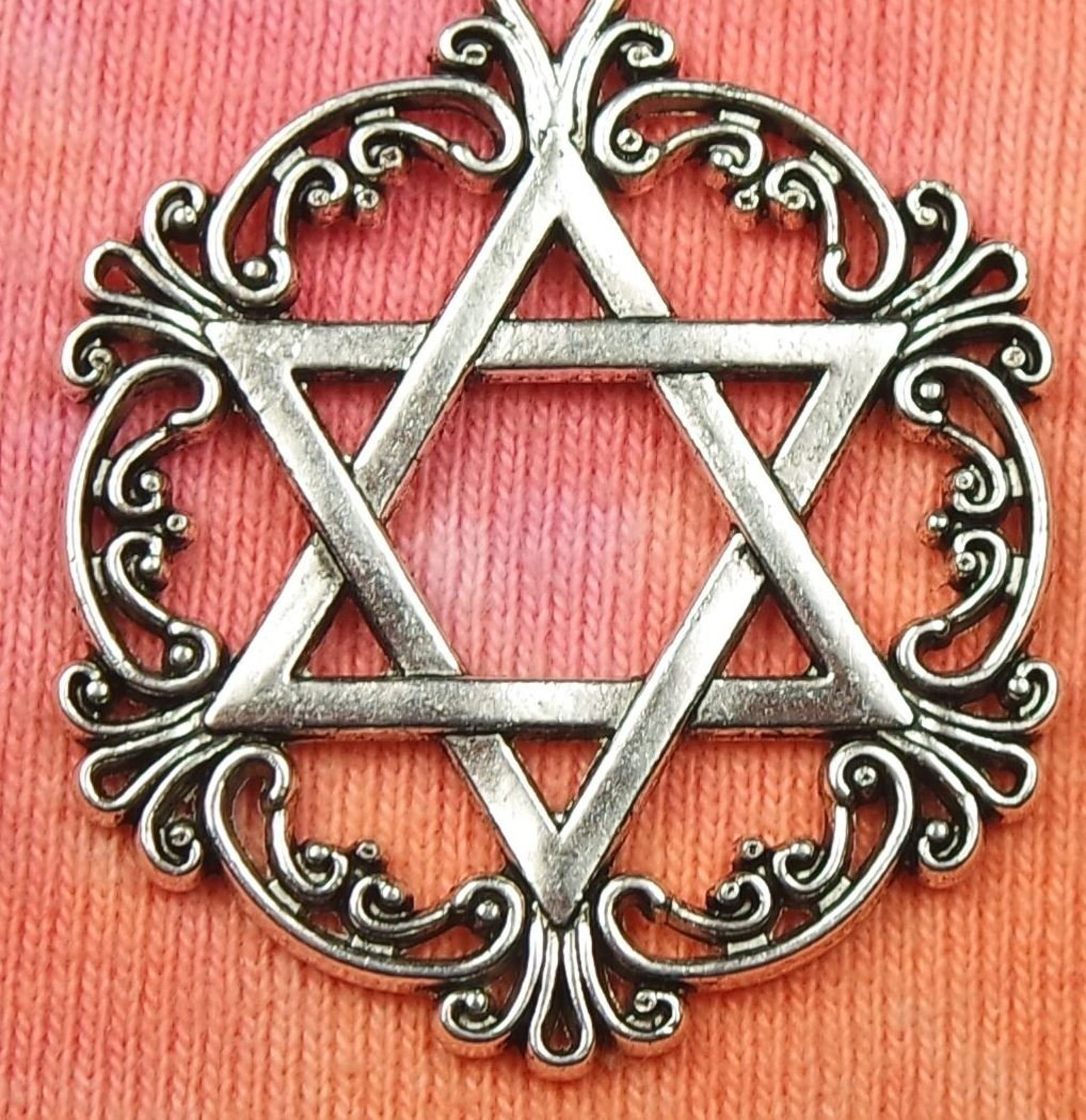 Large Star of David in Decorative Border Necklace Men or Women Jewish ...