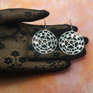 Pentacle With Moon Phases and Constellation Signs, Necklace or Earrings ...