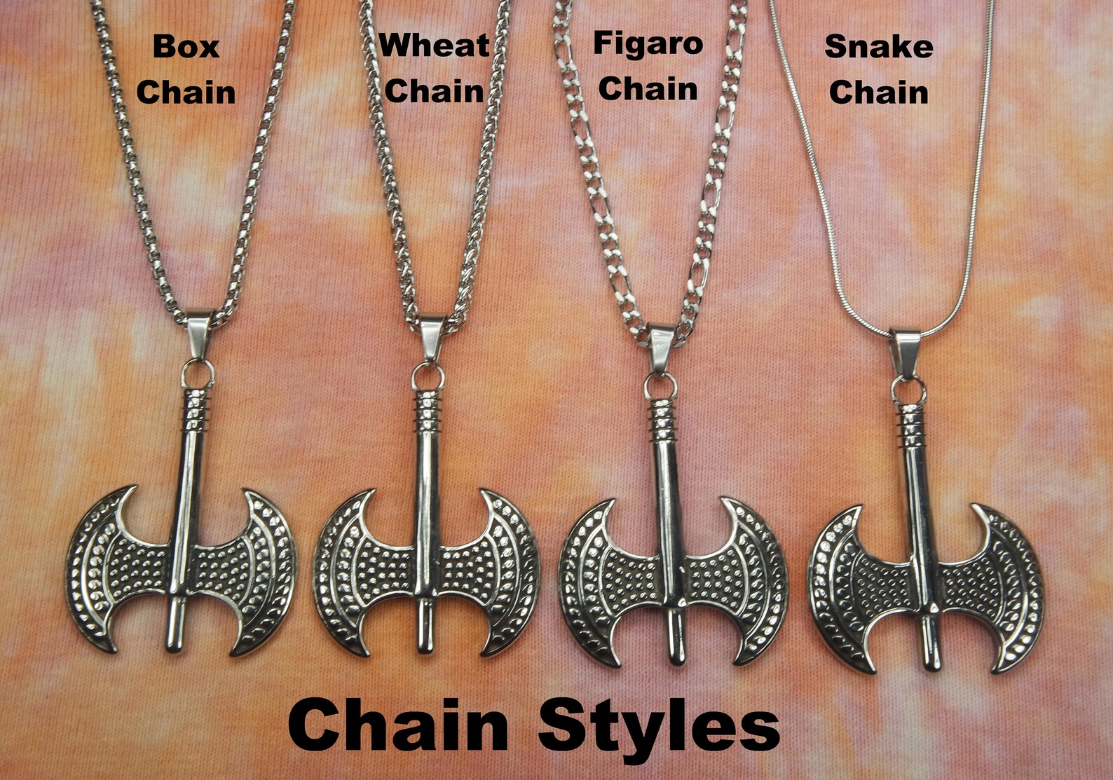 XL Labrys Necklace, Pure Stainless, Double Bitted Axe Charm Pendant ...