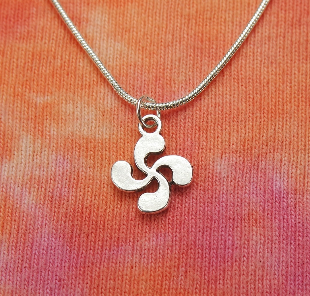 Small Lauburu Charm Necklace or Earrings, Basque Cross Charm Pendant ...