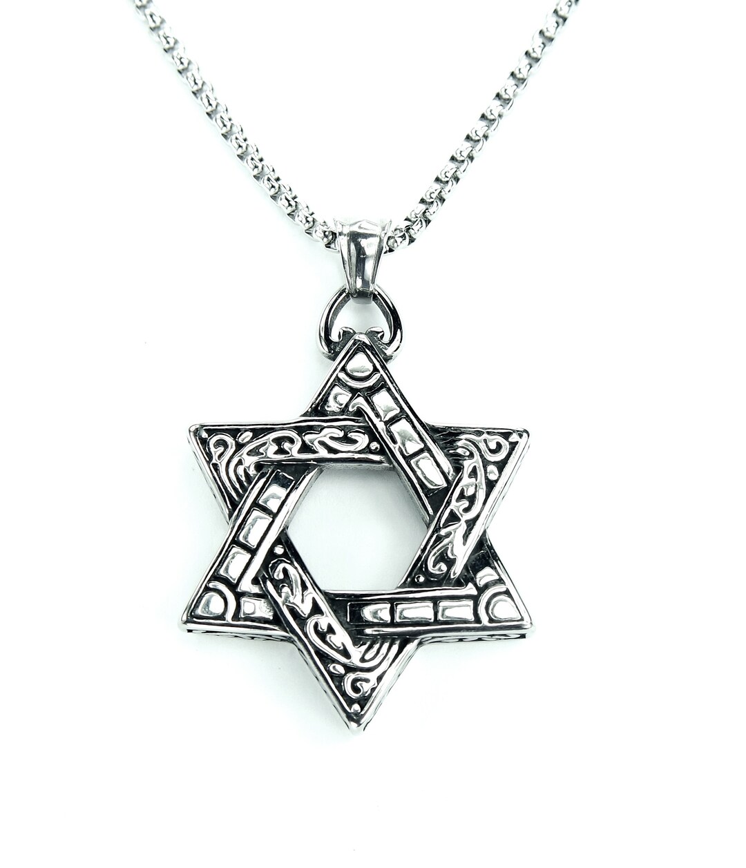 Extra Large Star of David Necklace, Stainless Steel Magen David Jewish ...