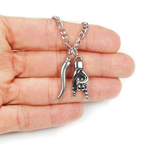Mano Cornuto and Cornicello Combo Necklace, Italian Lucky Hand Horn ...