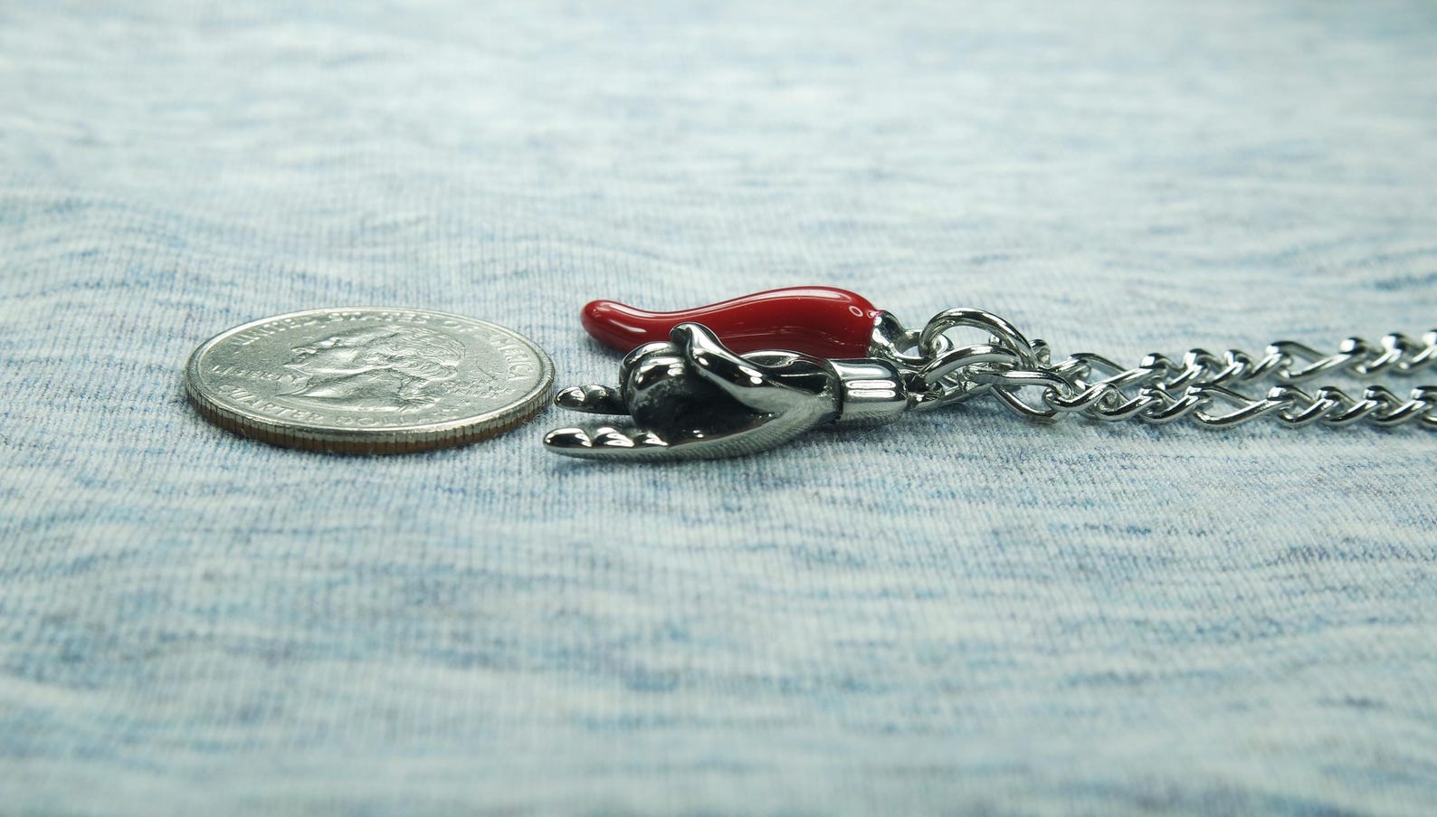 Red Cornicello and Mano Cornuto and Combo Necklace, 1" Italian Lucky ...