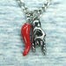 Red Cornicello and Mano Cornuto and Combo Necklace, 1" Italian Lucky ...