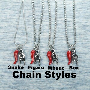 Red Cornicello and Mano Cornuto and Combo Necklace, 1" Italian Lucky ...