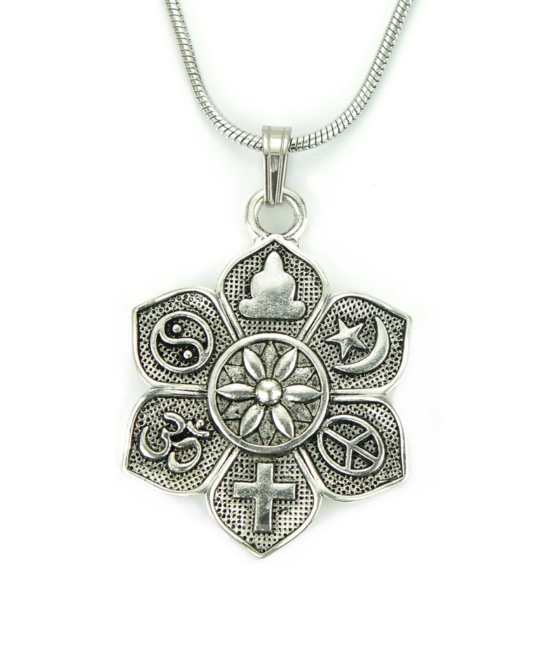 Coexist 6 Petal Flower Necklace Multi Religion Tolerance - Etsy