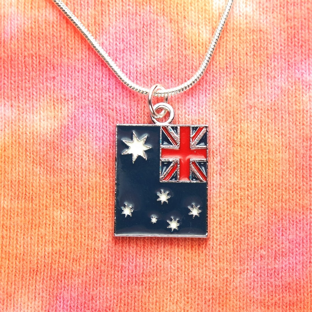 Australia Flag Necklace, Australian Country Enamel Flag Charm Pendant ...