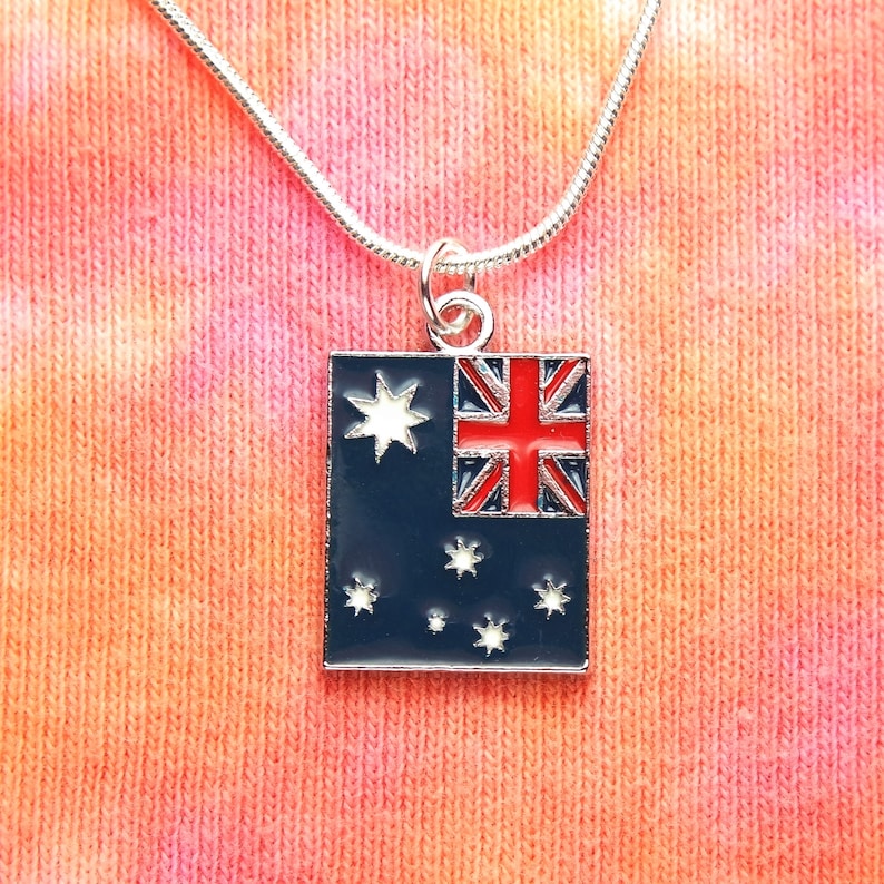 Australia Flag Necklace Australian Country Enamel Flag Charm - Etsy