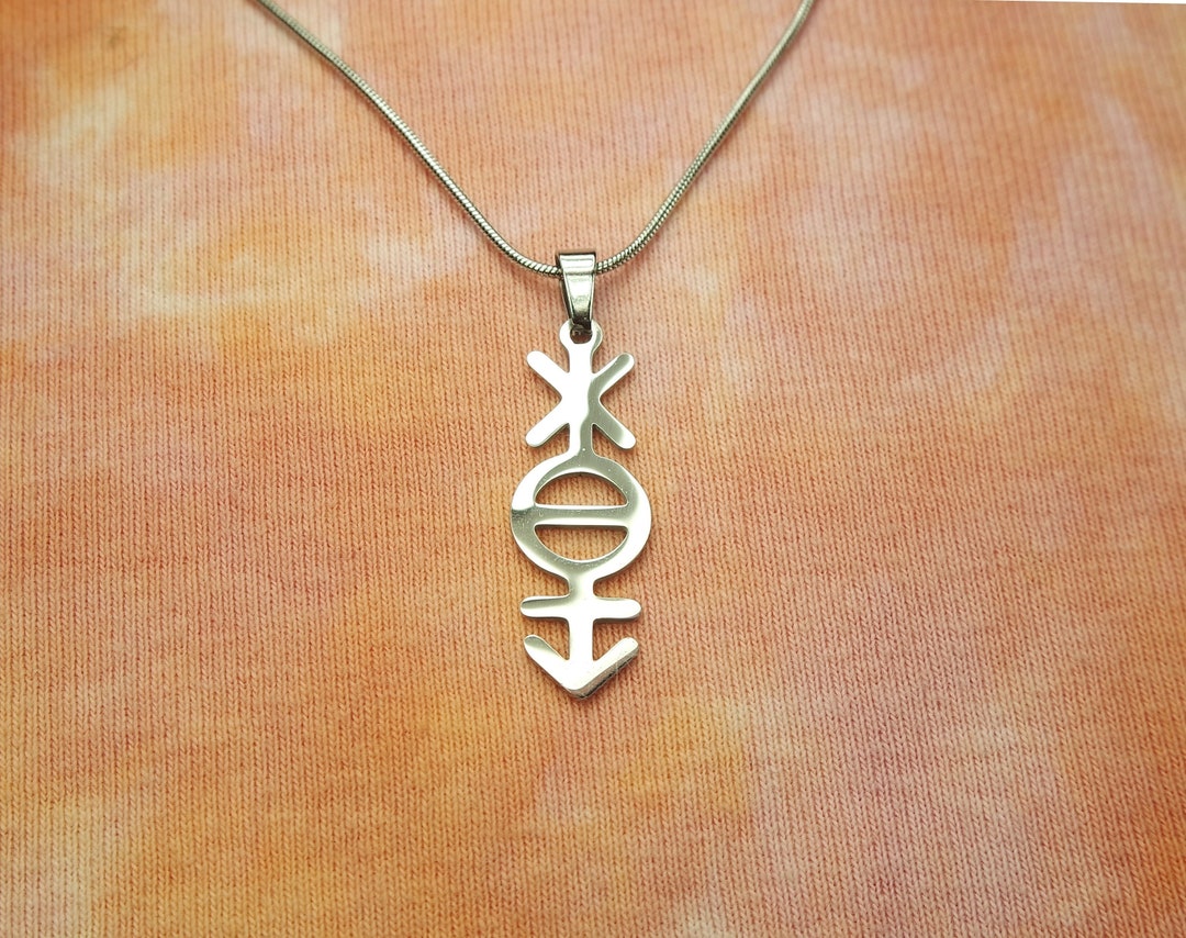 Pangender Necklace or Earrings, Custom Short or Long Chain Poligender ...