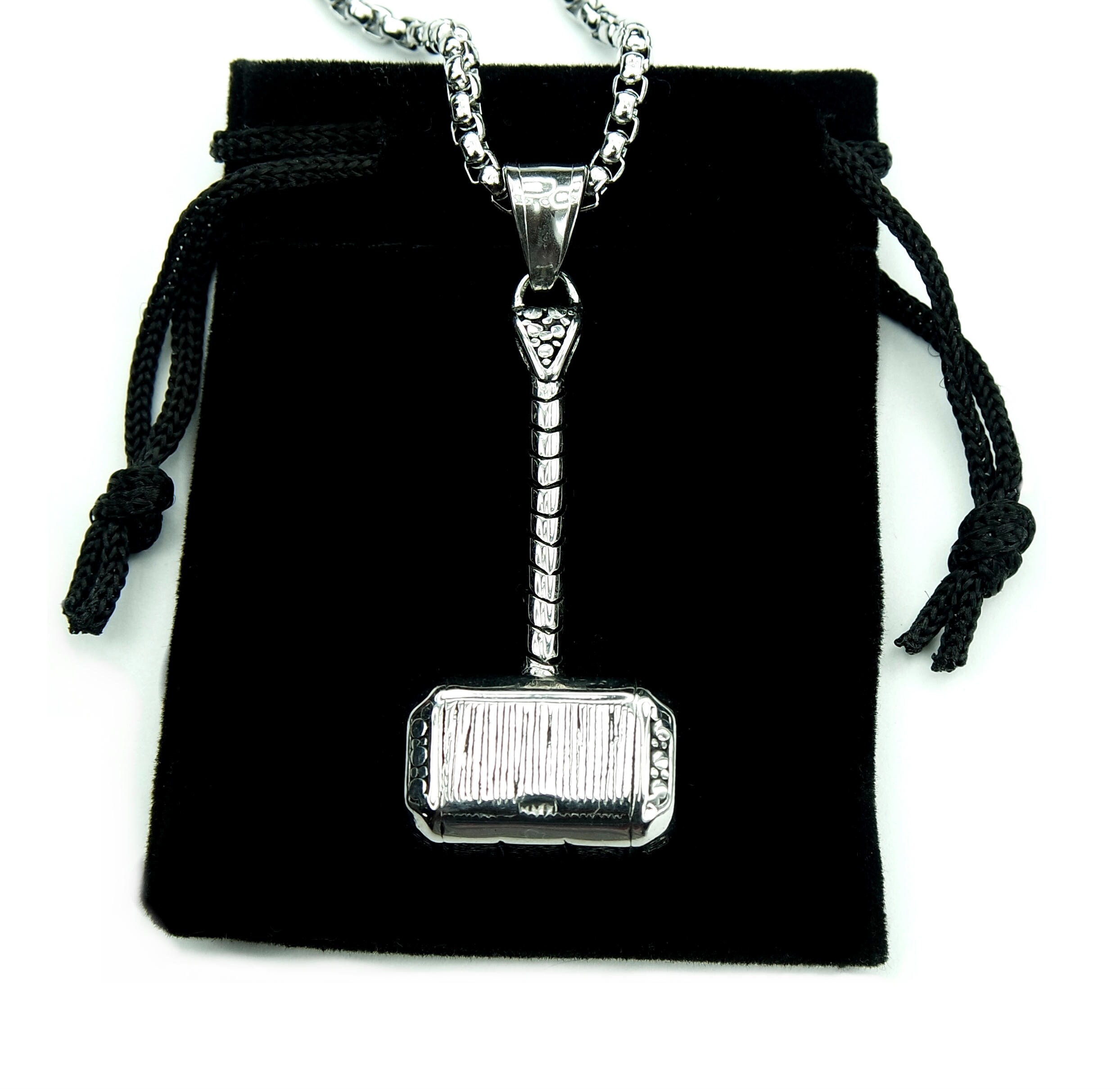Large Thors Hammer Necklace, Classic Big Mjolnir Pendant, All Stainless ...
