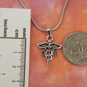 MD Necklace, Medical Doctor Caduceus Charm Pendant Medallion for Men or ...