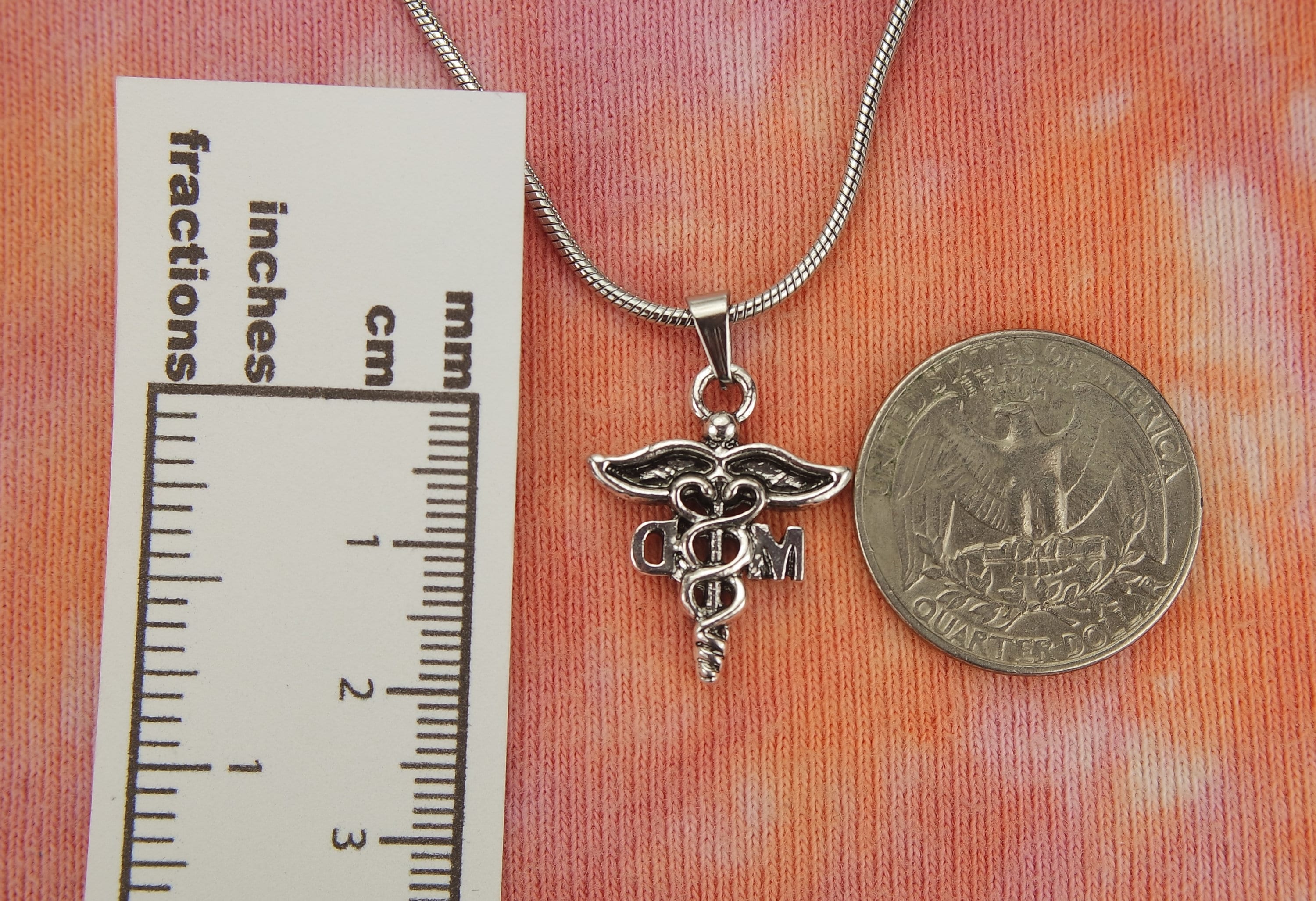 MD Necklace Medical Doctor Caduceus Charm Pendant Medallion - Etsy