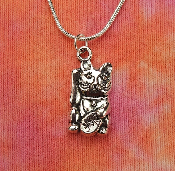 Lucky Neko Maneki Cat Necklace Chinese Restaurant Fortune - Etsy