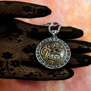 Fenrir Necklace, Norse Garmr Dire Wolf Viking Hellhound With Yggdrasil ...